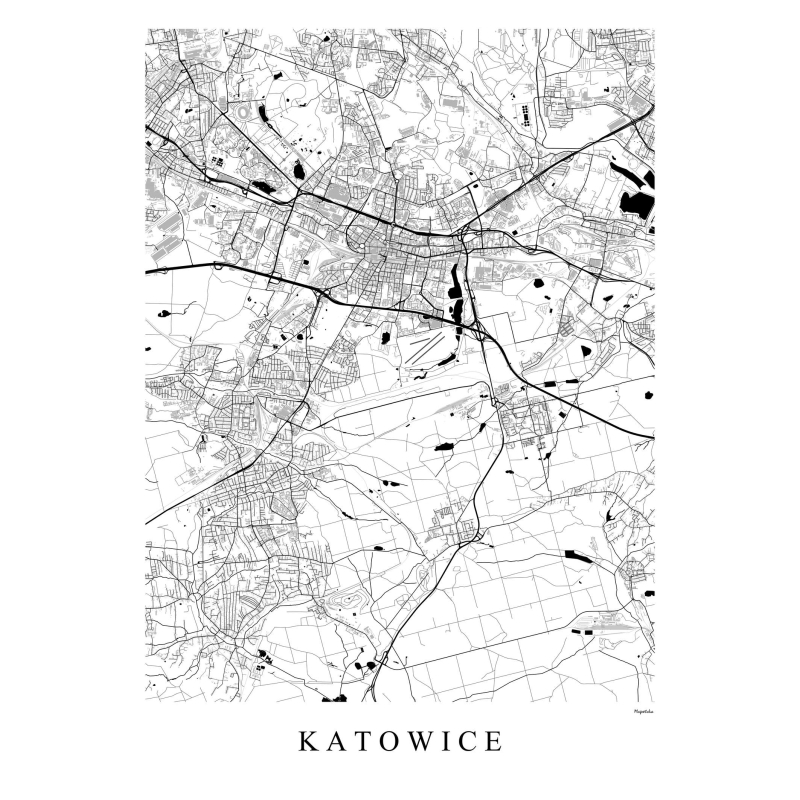 Katowice - plakat mapa Katowic